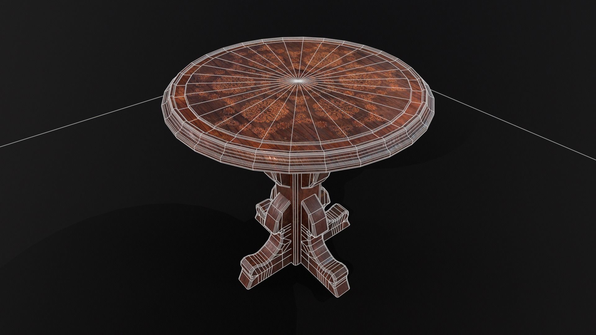 3D model Old Medieval Wooden Round Renaissance Small Table VR / AR ...
