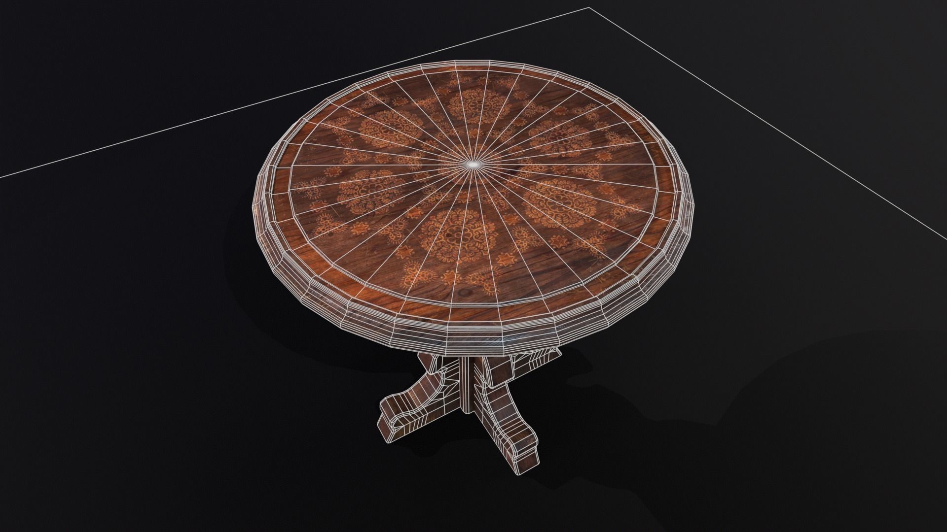 3D model Old Medieval Wooden Round Renaissance Small Table VR / AR ...