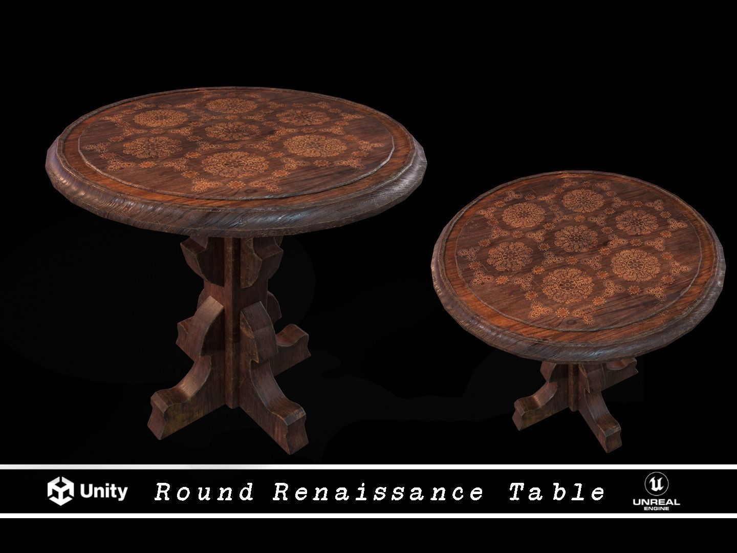 3D model Old Medieval Wooden Round Renaissance Small Table VR / AR ...