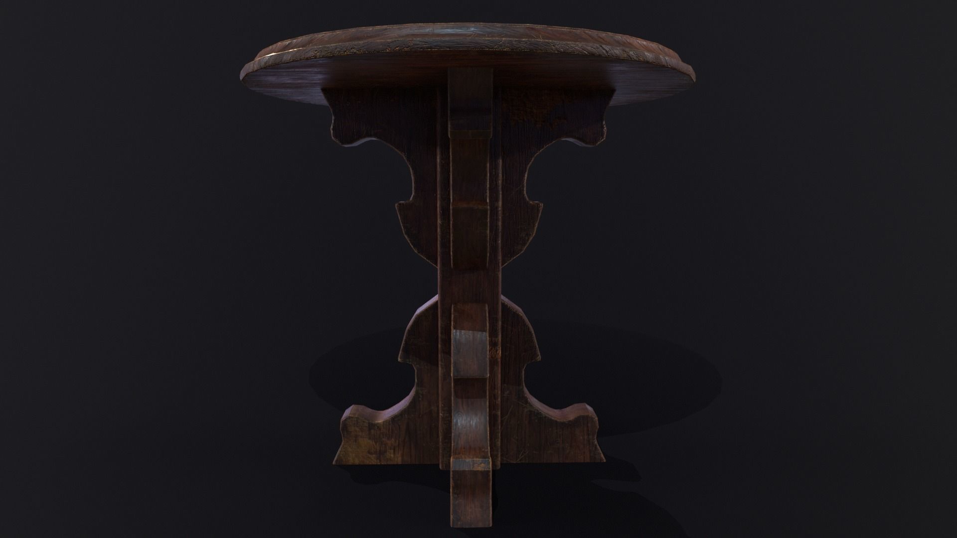 3D model Old Medieval Wooden Round Renaissance Small Table VR / AR ...
