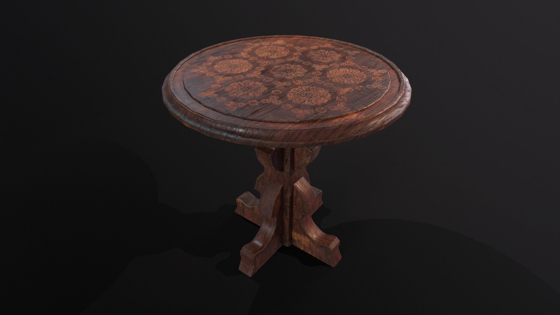3D model Old Medieval Wooden Round Renaissance Small Table VR / AR ...
