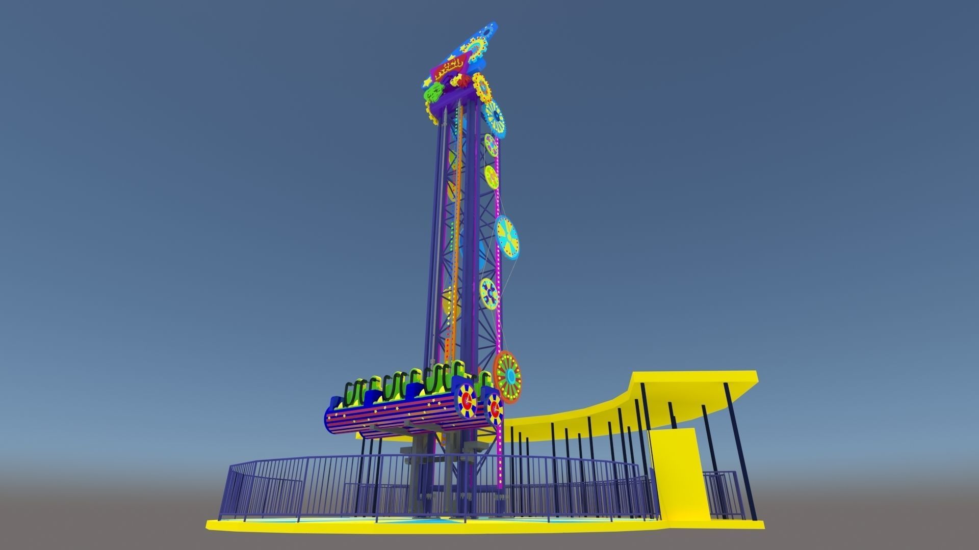 3D model Jump Frog Tower Rides VR / AR / low-poly | CGTrader