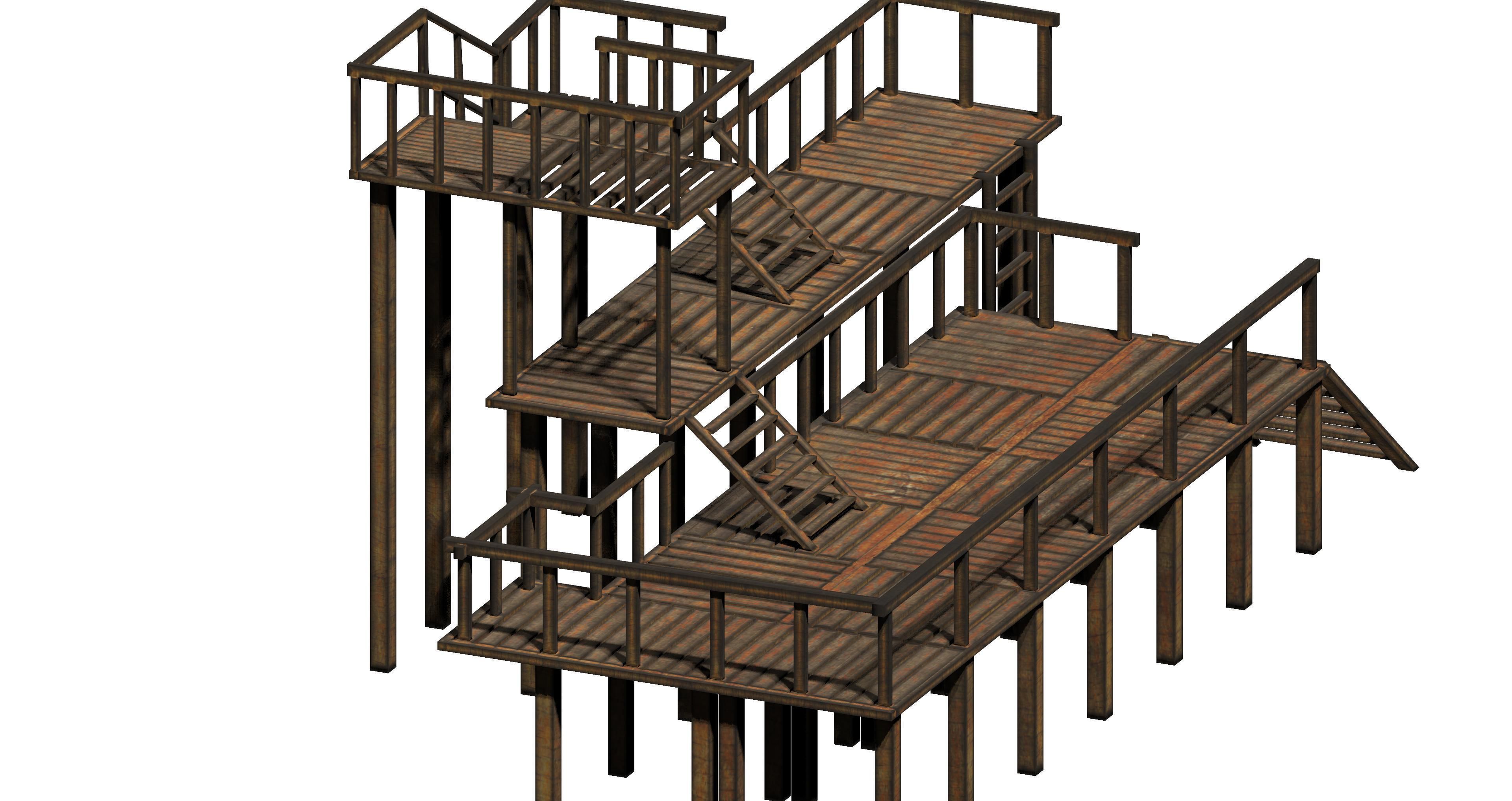 3D model Modular wooden prop pack platform VR / AR / low-poly | CGTrader