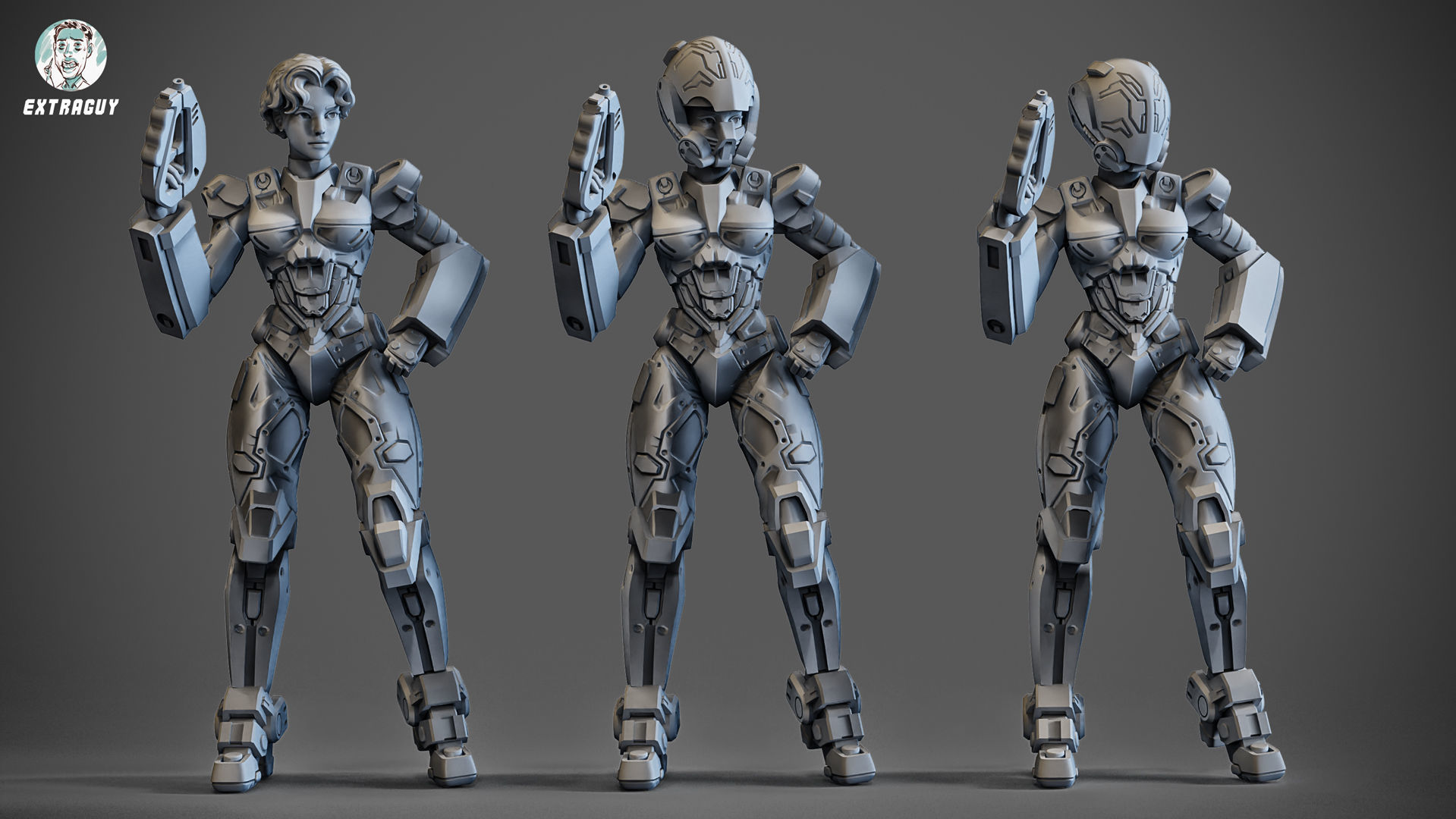 Scifi Lady Elite Soldier 100mm 3D model 3D printable | CGTrader