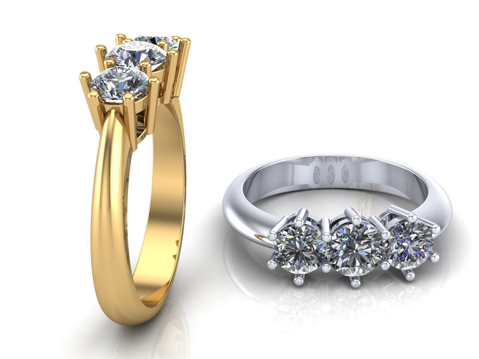 Trilogy Ring 1ct Tot 3D model 3D printable | CGTrader