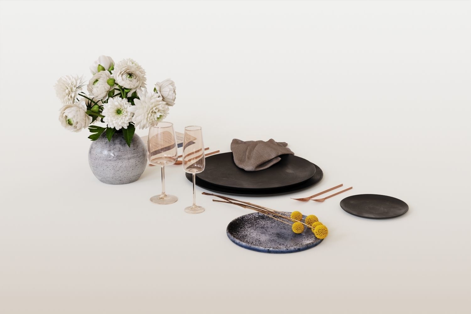 Modern restaurant tableware 3D model | CGTrader