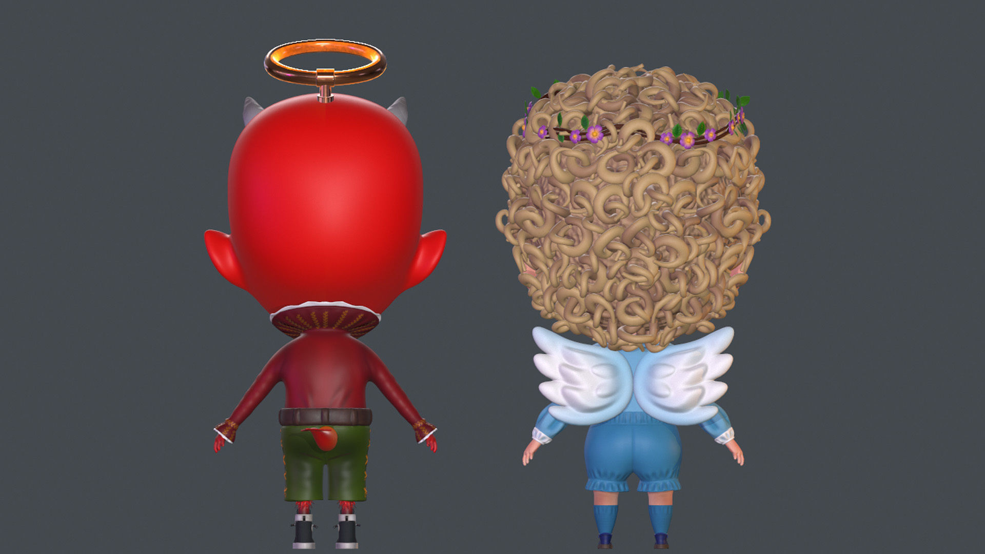 3D model Cartoon angel and little devil VR / AR / low-poly | CGTrader