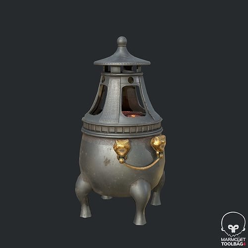 3D model Pbr Copper - Iron Medieval Fire Pit - Fire Place VR / AR / low ...