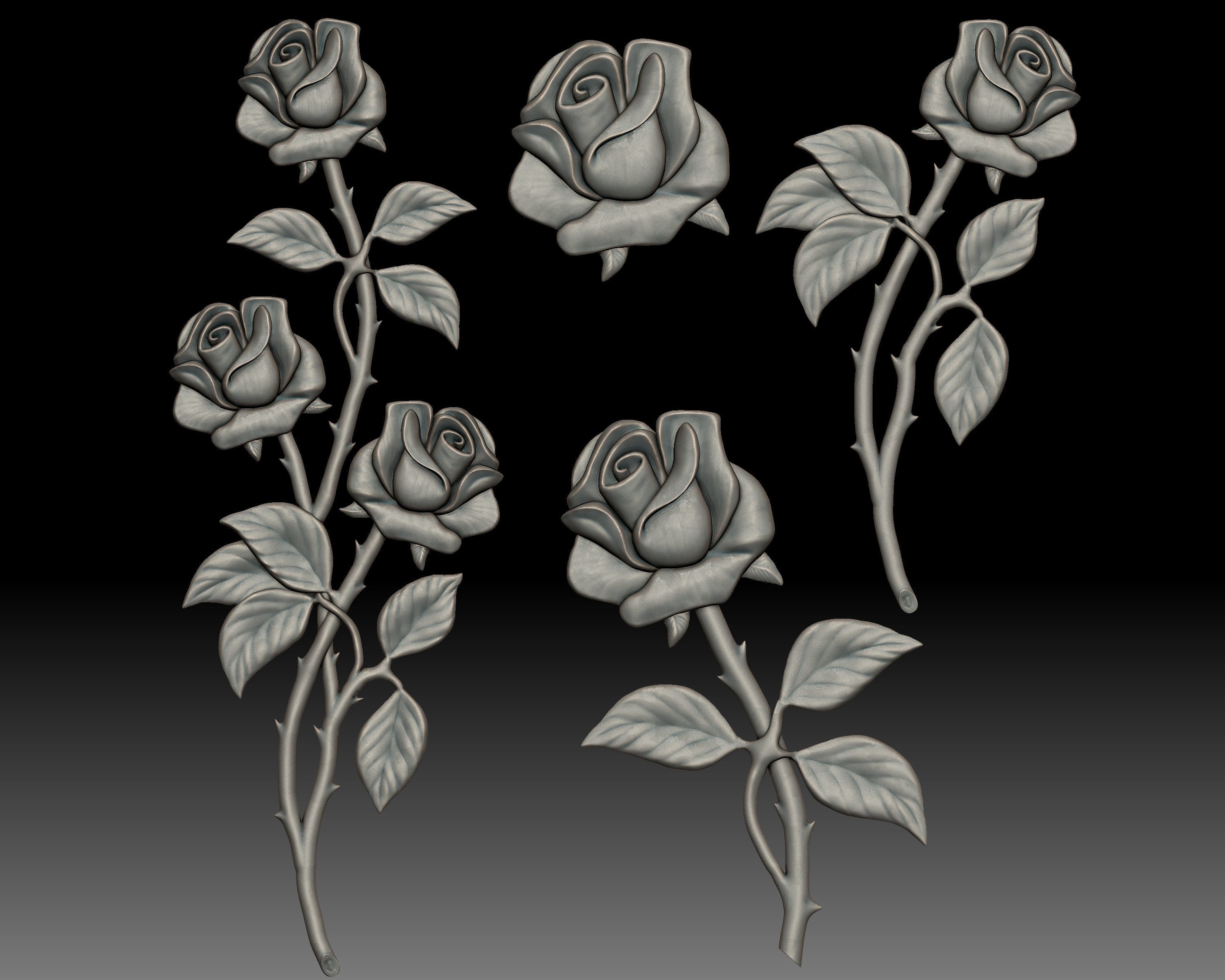 Roses bas-relief for CNC router or 3D printer 3D model 3D printable ...