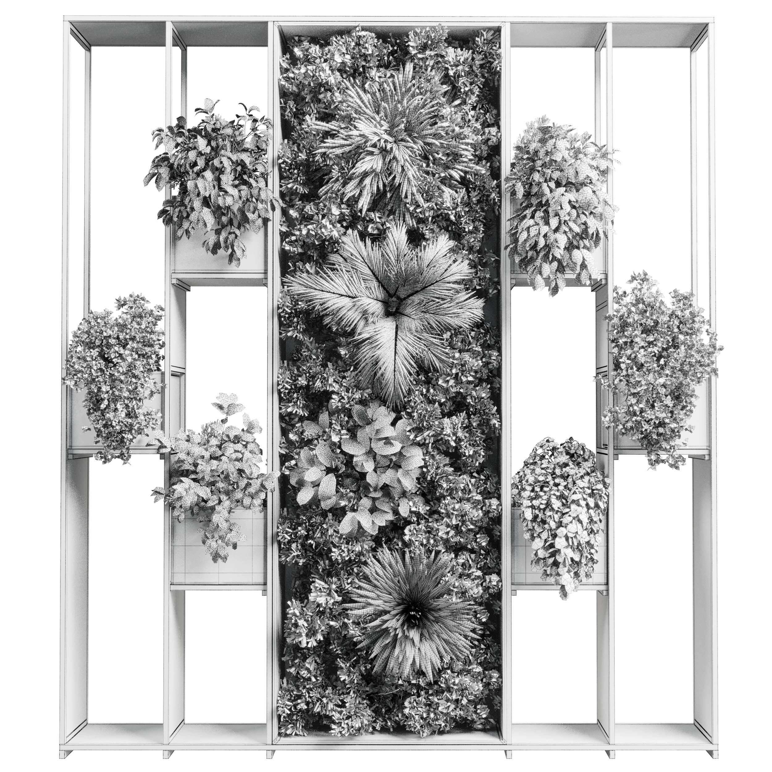 3D model plants set partition in metal Vertical graden wall decor box ...
