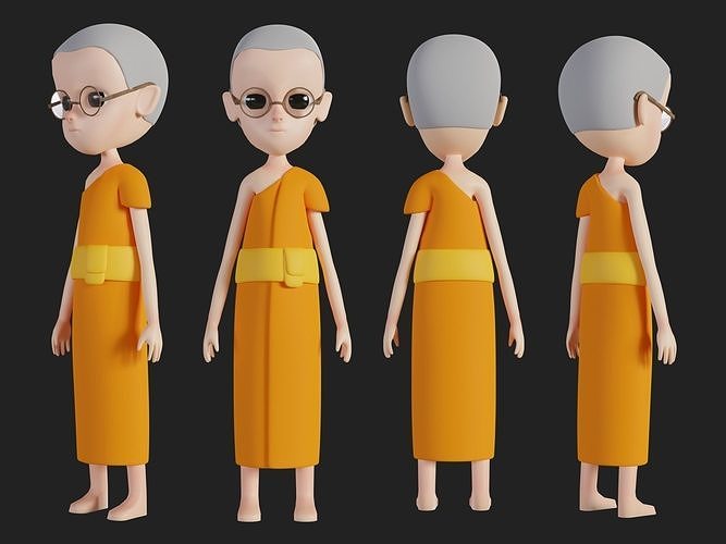 3D model Character cartoon monk 3D model VR / AR / low-poly | CGTrader
