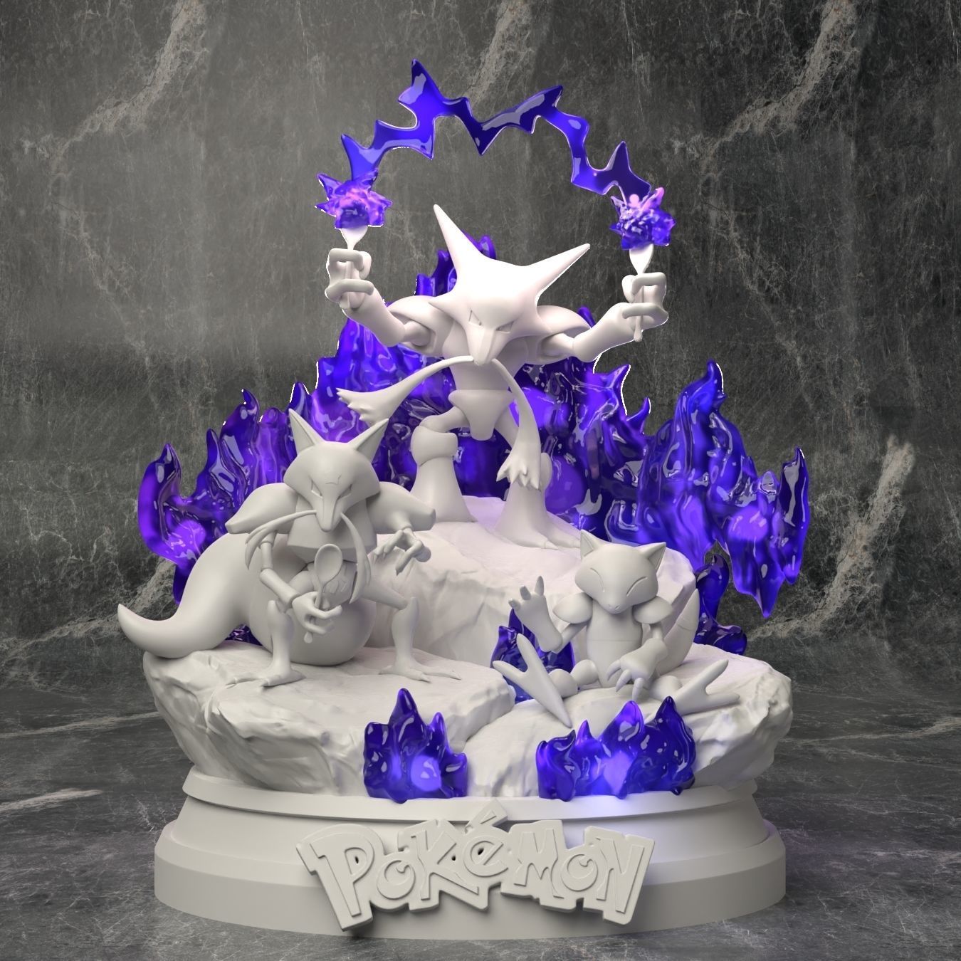 Pokemon - Abra Evolution Line Diorama 3D model 3D printable | CGTrader