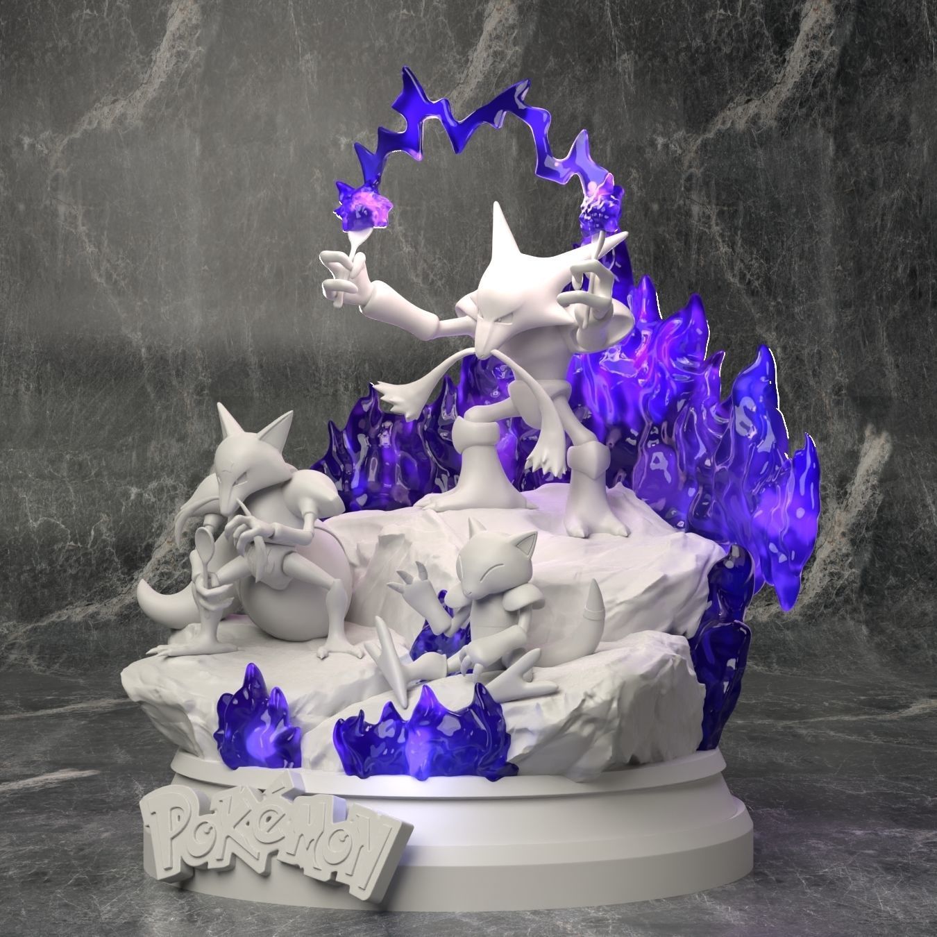 Pokemon - Abra Evolution Line Diorama 3D model 3D printable | CGTrader