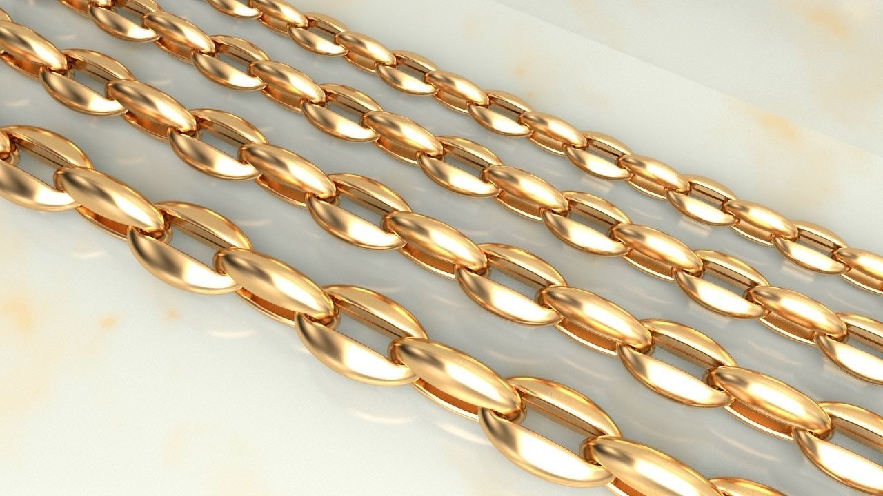 Graduated Oval Chain Link 3D model 3D printable | CGTrader