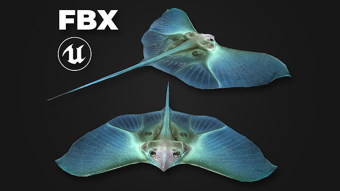 3D model Alien Fantasy Fish - Jelly Ray - Stingray VR / AR / low-poly ...