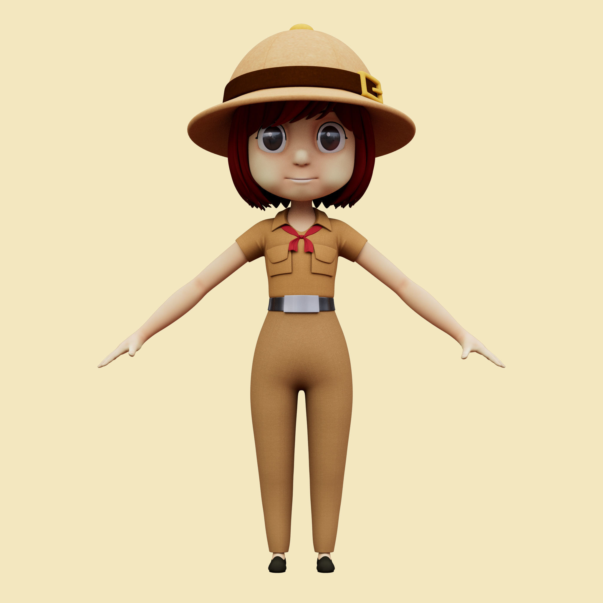 explorer cartoon character 3D model rigged | CGTrader