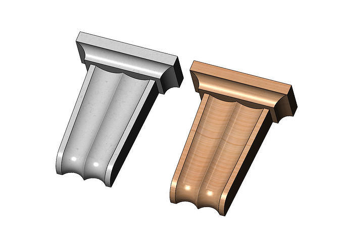 Carved flutes tapered Colonial decorative corbel and bracket 3D model ...