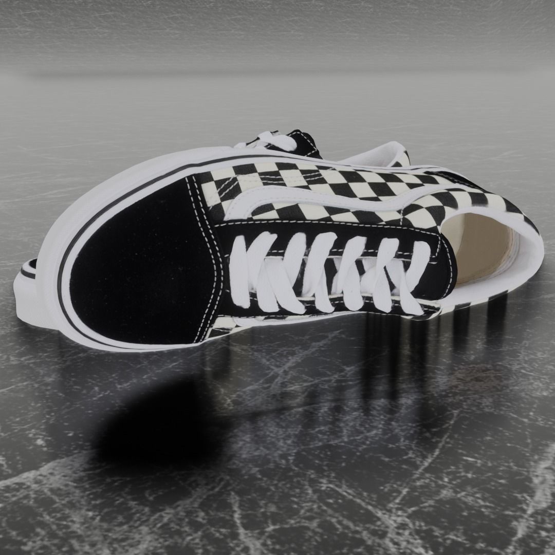 3D model VANS 3D SHOES - CHECKERS WHITE-BLACK VR / AR / low-poly | CGTrader
