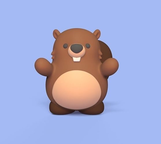 Round Beaver 3D model 3D printable | CGTrader