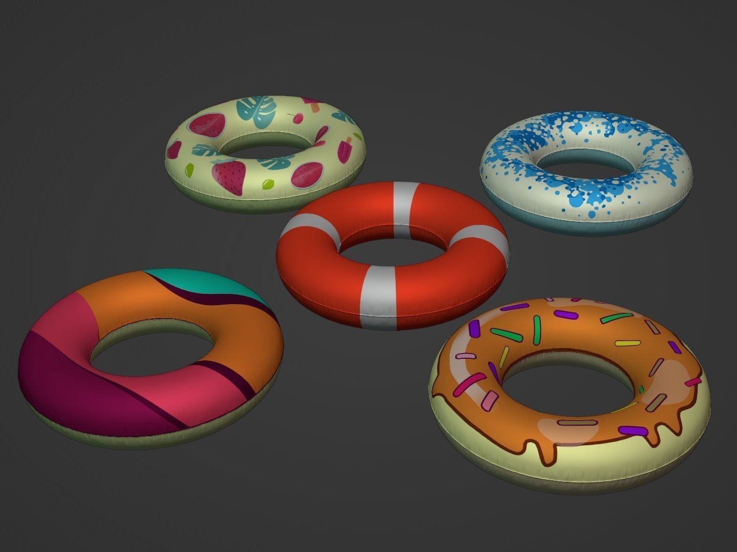 3D model Inflatable Swim Rings -- 5 Textures VR / AR / low-poly | CGTrader