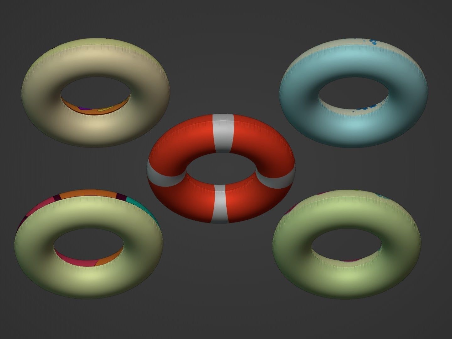 3D model Inflatable Swim Rings -- 5 Textures VR / AR / low-poly | CGTrader