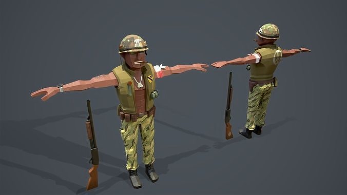 3D model Low Poly Solider - Skinned and Rigged VR / AR / low-poly | CGTrader