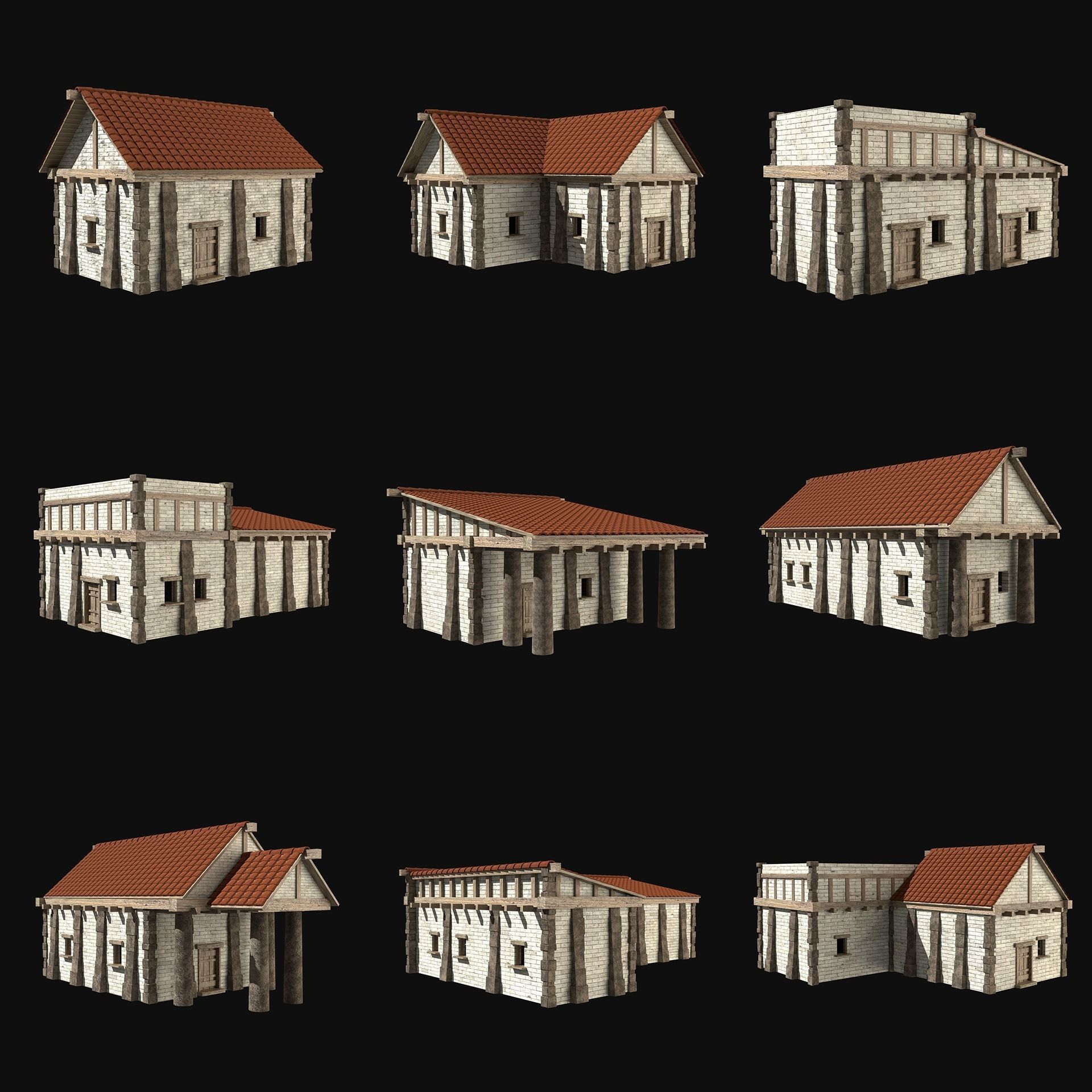 3D model ANCIENT GREEK ROMAN STONE ROME HOUSE HUT BUILDING COLLECTION ...