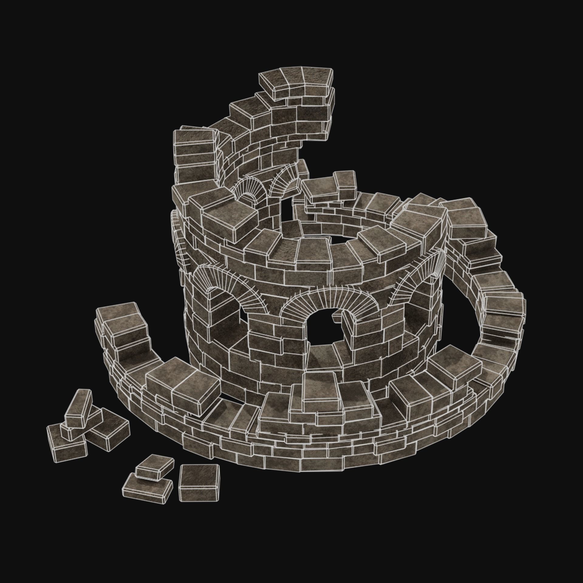 3D model MEDIEVAL ANCIENT CASTLE RUIN RUINS WALLS TOWER WALL COLLECTION ...