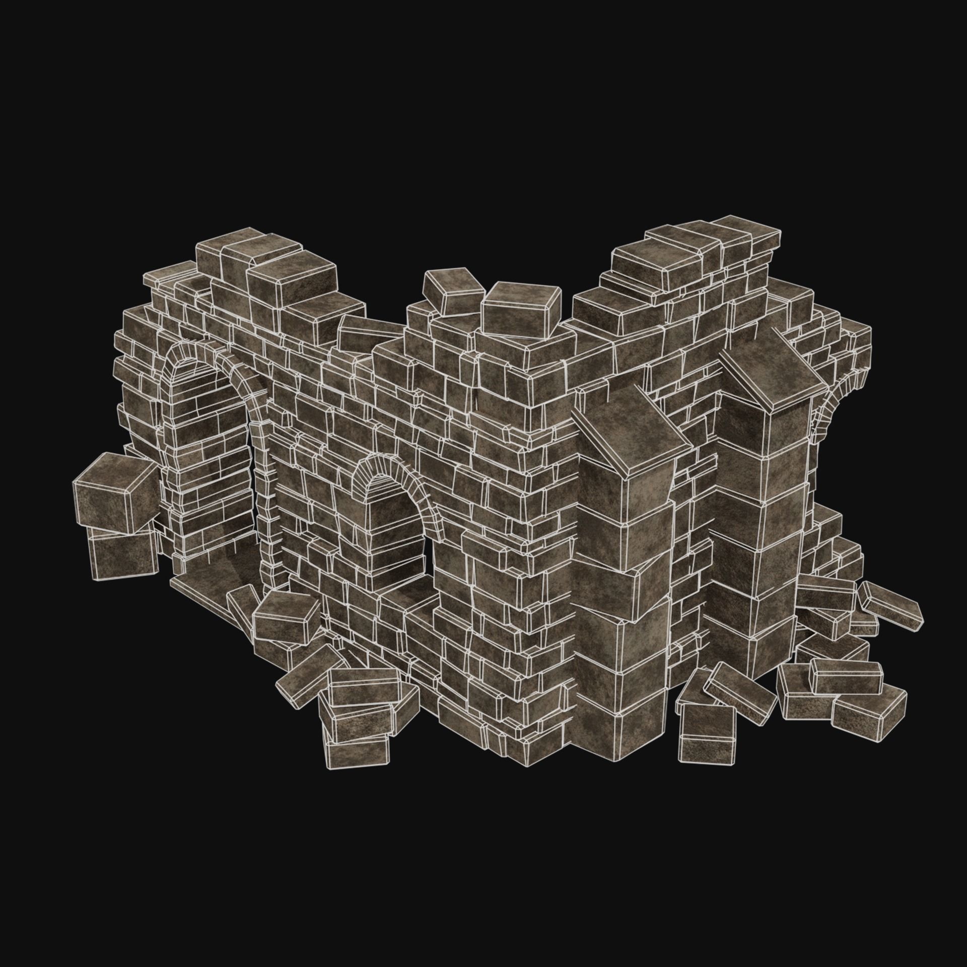3D model MEDIEVAL ANCIENT CASTLE RUIN RUINS WALLS TOWER WALL COLLECTION ...
