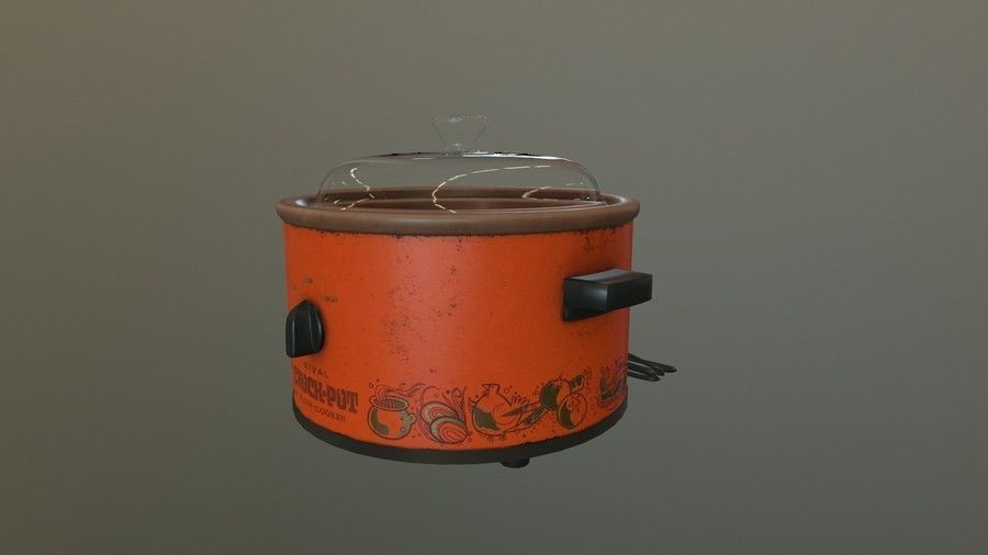 3D model Vintage Crockpot Slow Electric Stoneware Cooker VR / AR / low ...