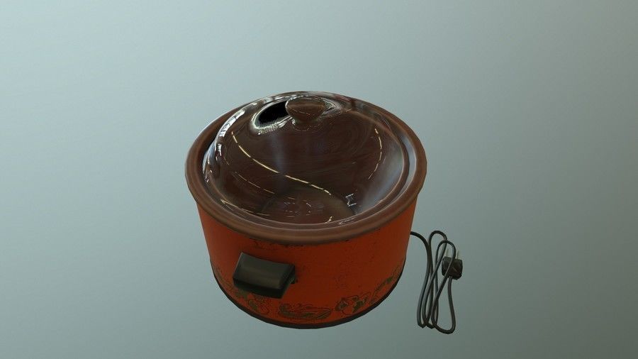 3D model Vintage Crockpot Slow Electric Stoneware Cooker VR / AR / low ...