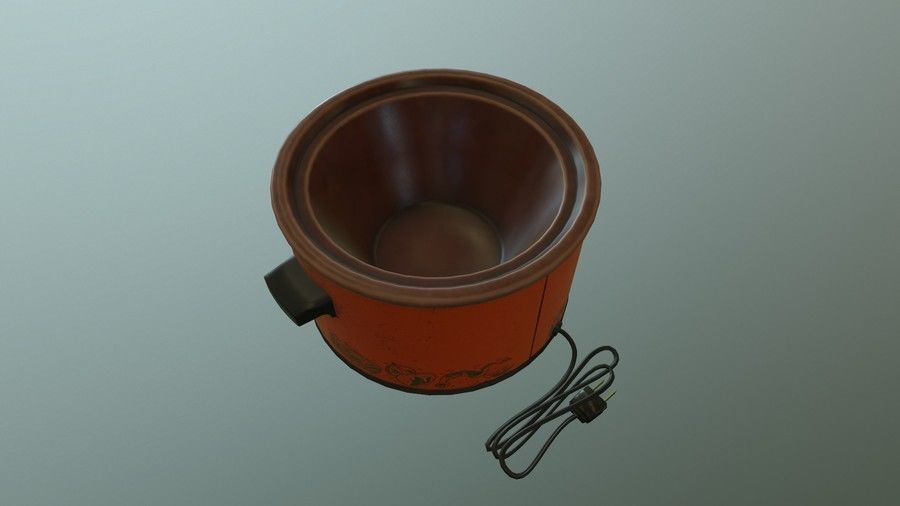 3D model Vintage Crockpot Slow Electric Stoneware Cooker VR / AR / low ...