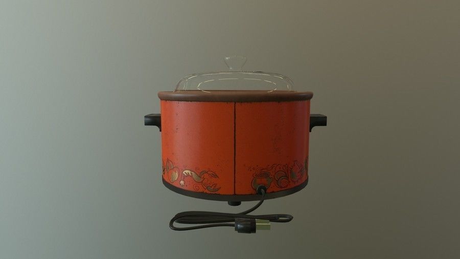 3D model Vintage Crockpot Slow Electric Stoneware Cooker VR / AR / low ...