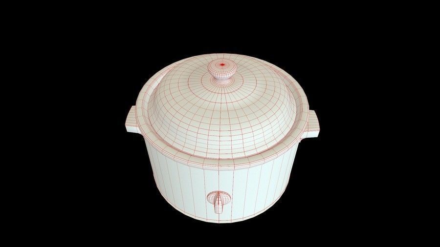 3D model Vintage Crockpot Slow Electric Stoneware Cooker VR / AR / low ...