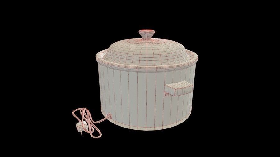 3D model Vintage Crockpot Slow Electric Stoneware Cooker VR / AR / low ...