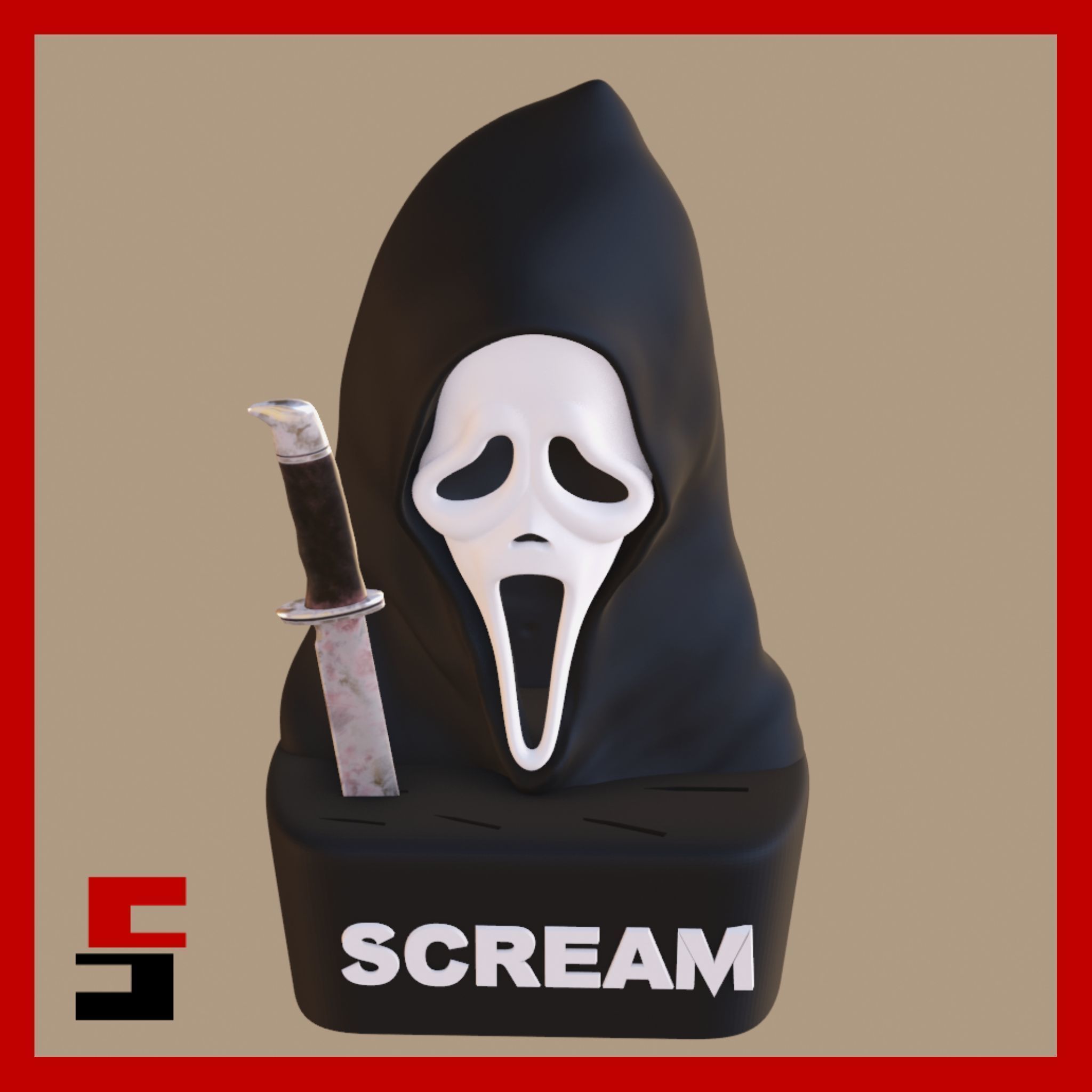 Scream Knife Holder 3D model 3D printable | CGTrader