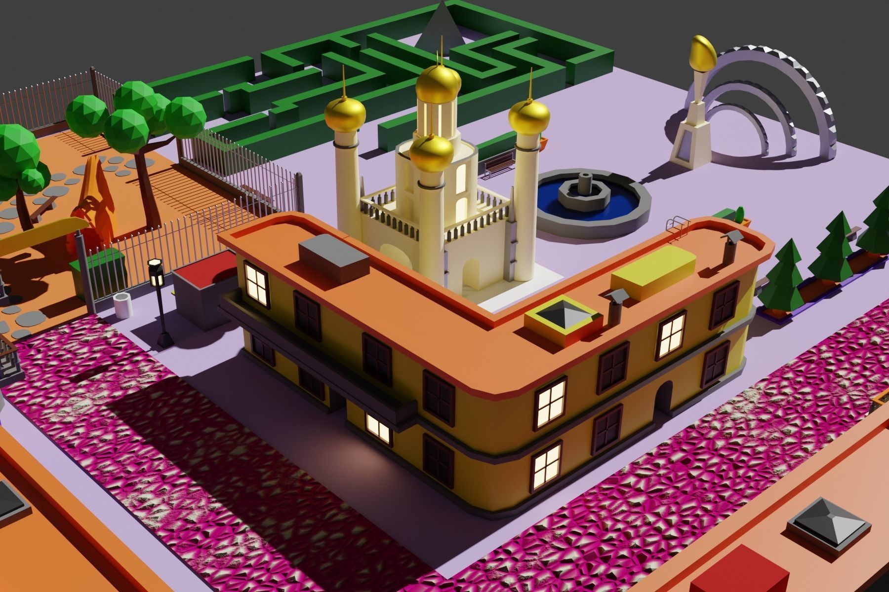 3D model Environment pack Low-poly Game location Map VR / AR / low-poly ...