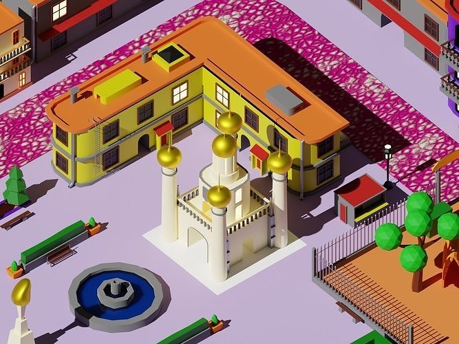 3D model Environment pack Low-poly Game location Map VR / AR / low-poly ...