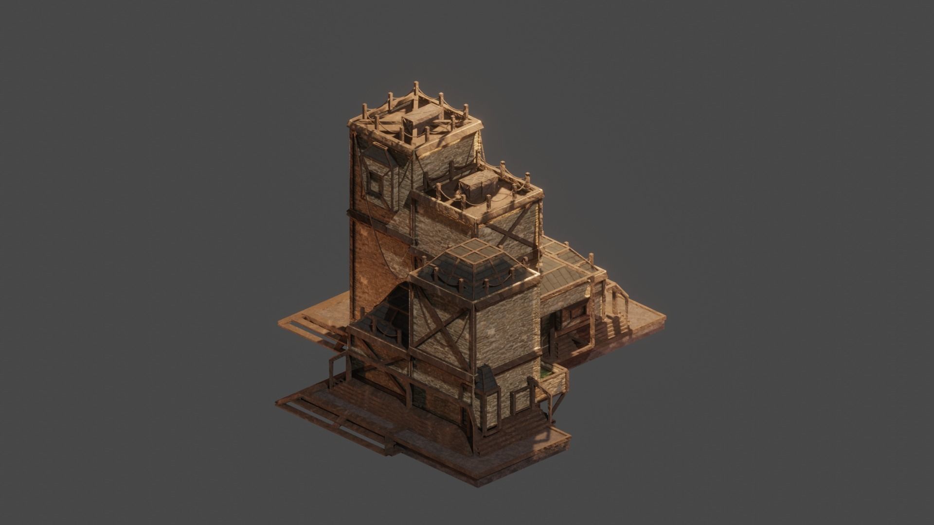 3D model Medieval House Town City Building Castle Tower Blender13 VR ...