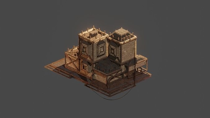 3D model Medieval House Town City Building Castle Tower Blender 10 VR ...