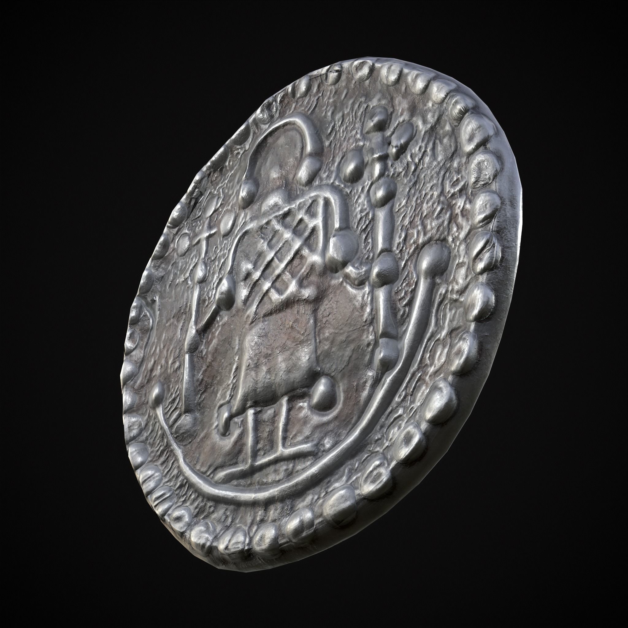 3D model Medieval Engraved Man Coin VR / AR / low-poly | CGTrader