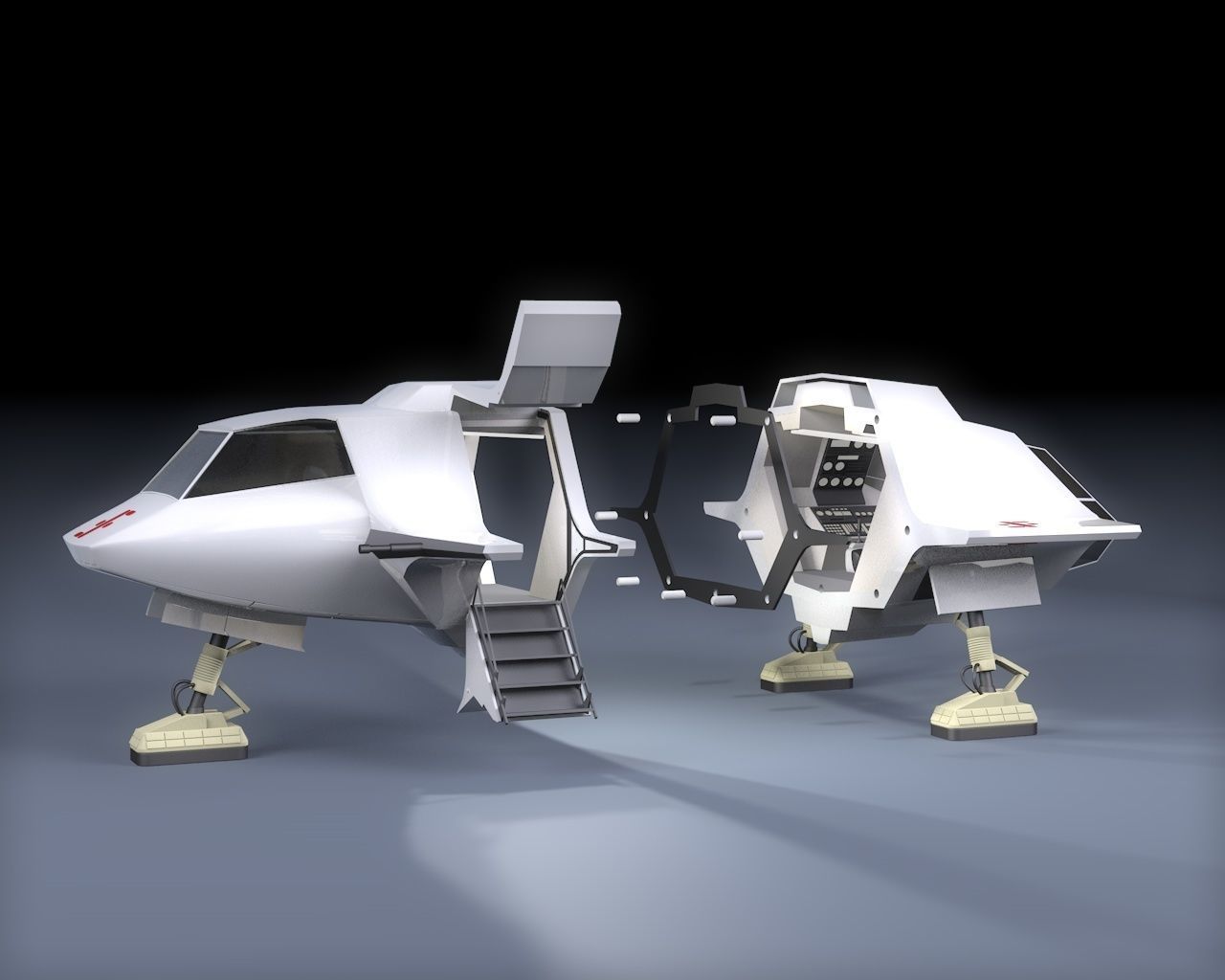 V SkyFighter Ship - External and Internal Detail 3D model 3D printable ...