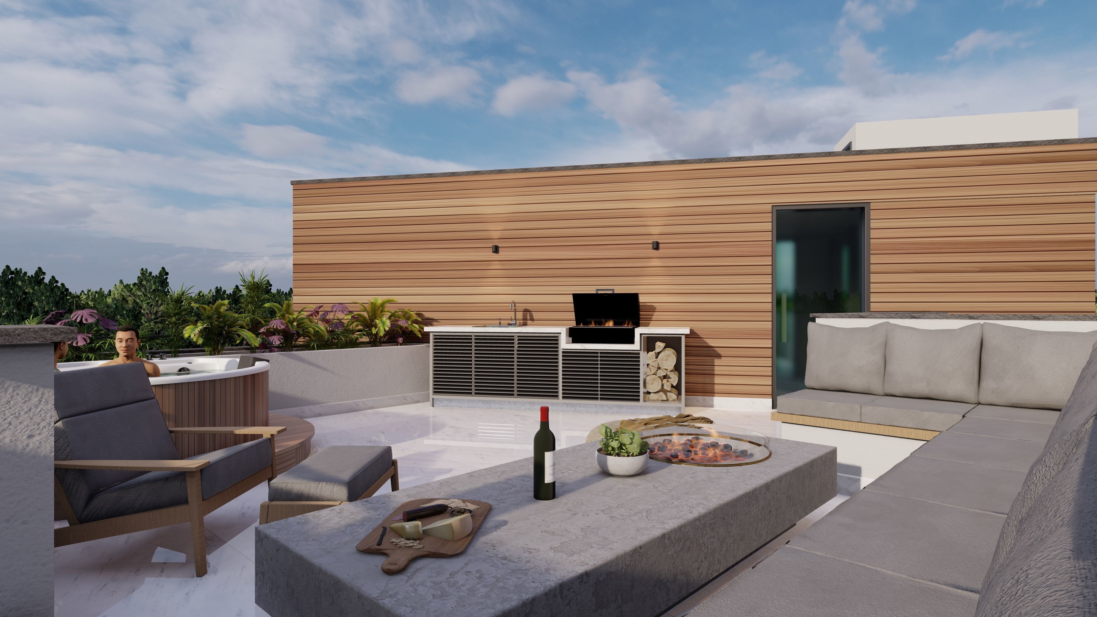 3D model bbq grill roof garden low-poly 3d model VR / AR / low-poly ...