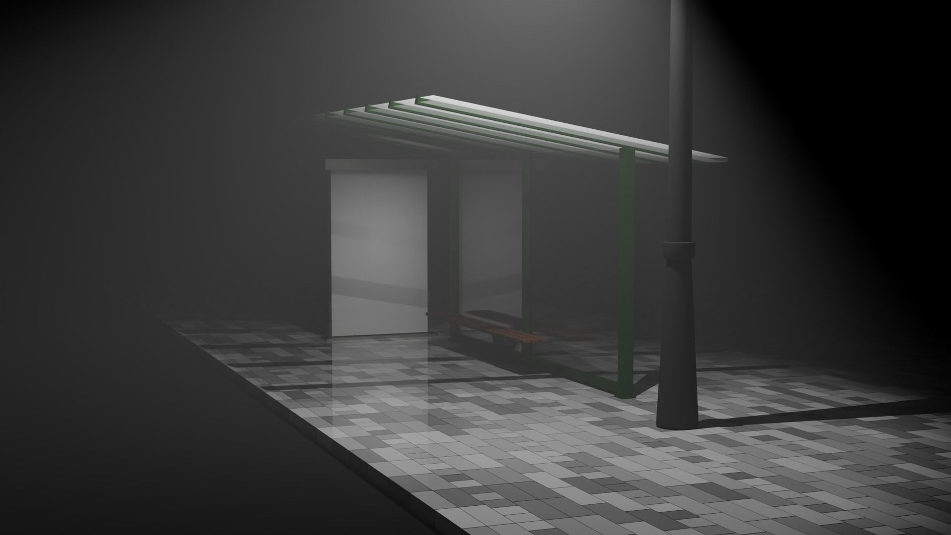 3D model low poly bus stop VR / AR / low-poly | CGTrader