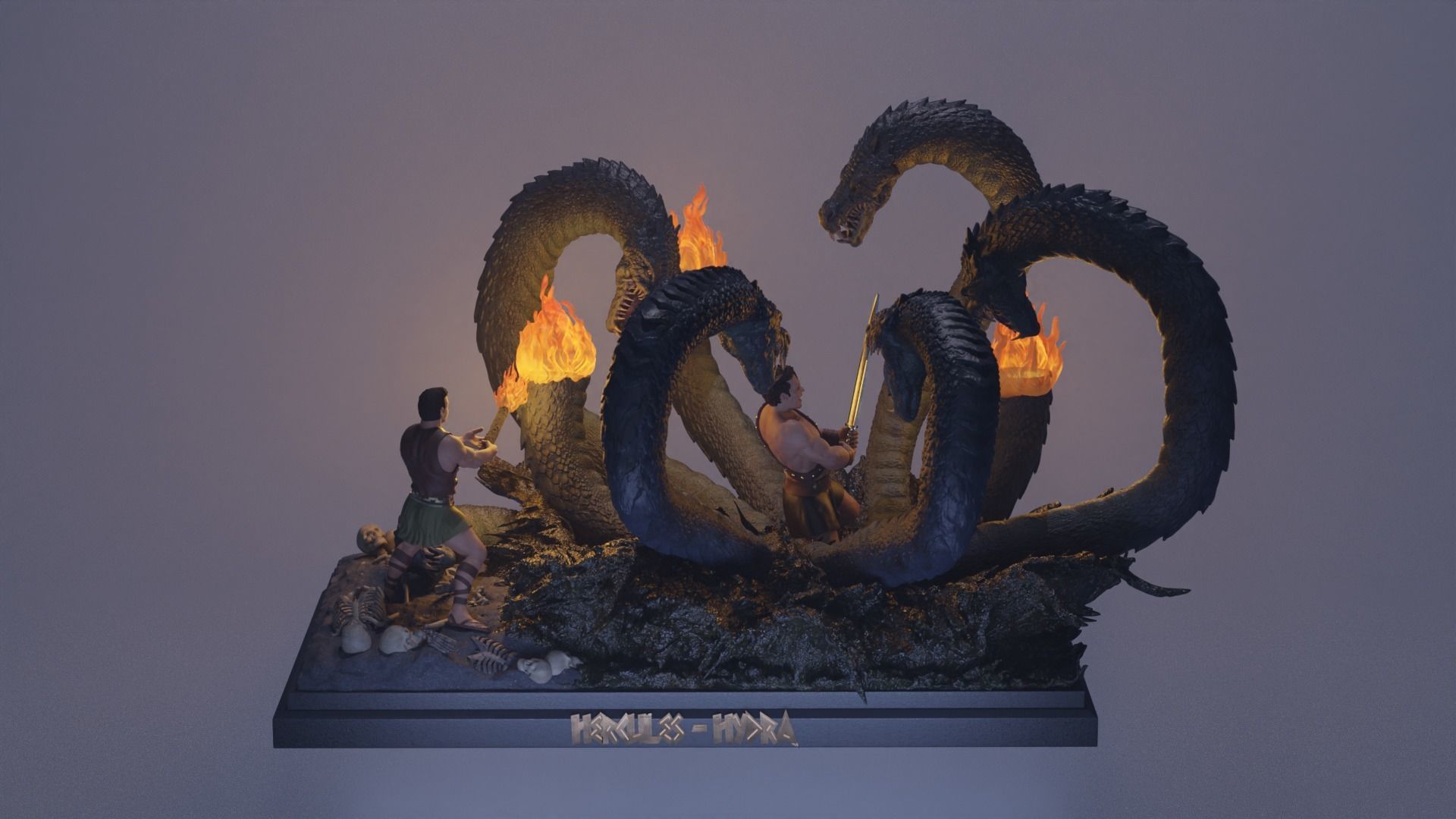 Hercules vs Hydra 3D model 3D printable | CGTrader