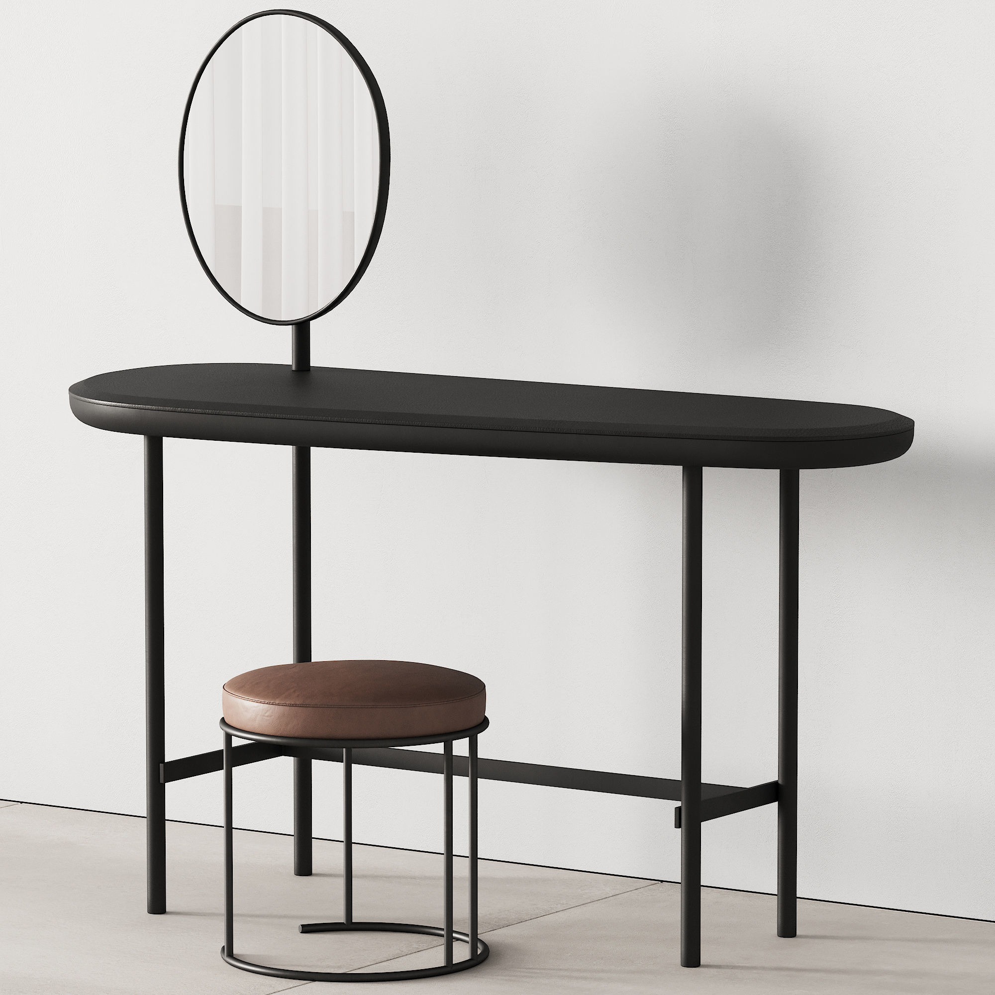 326 Vanity Desk 03 Pebble Desk with Nina pouf by Living Divani 3D model ...