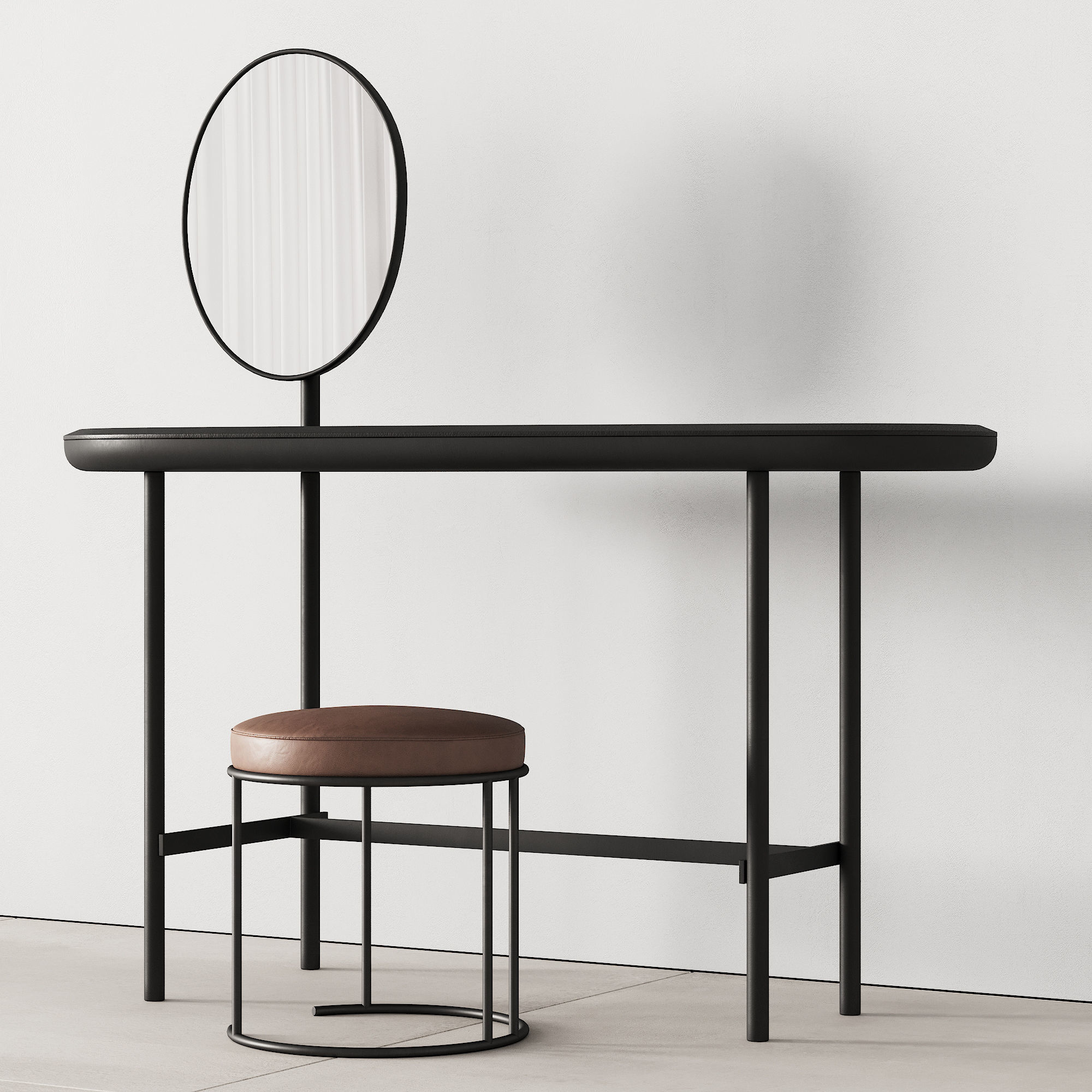 326 Vanity Desk 03 Pebble Desk with Nina pouf by Living Divani 3D model ...