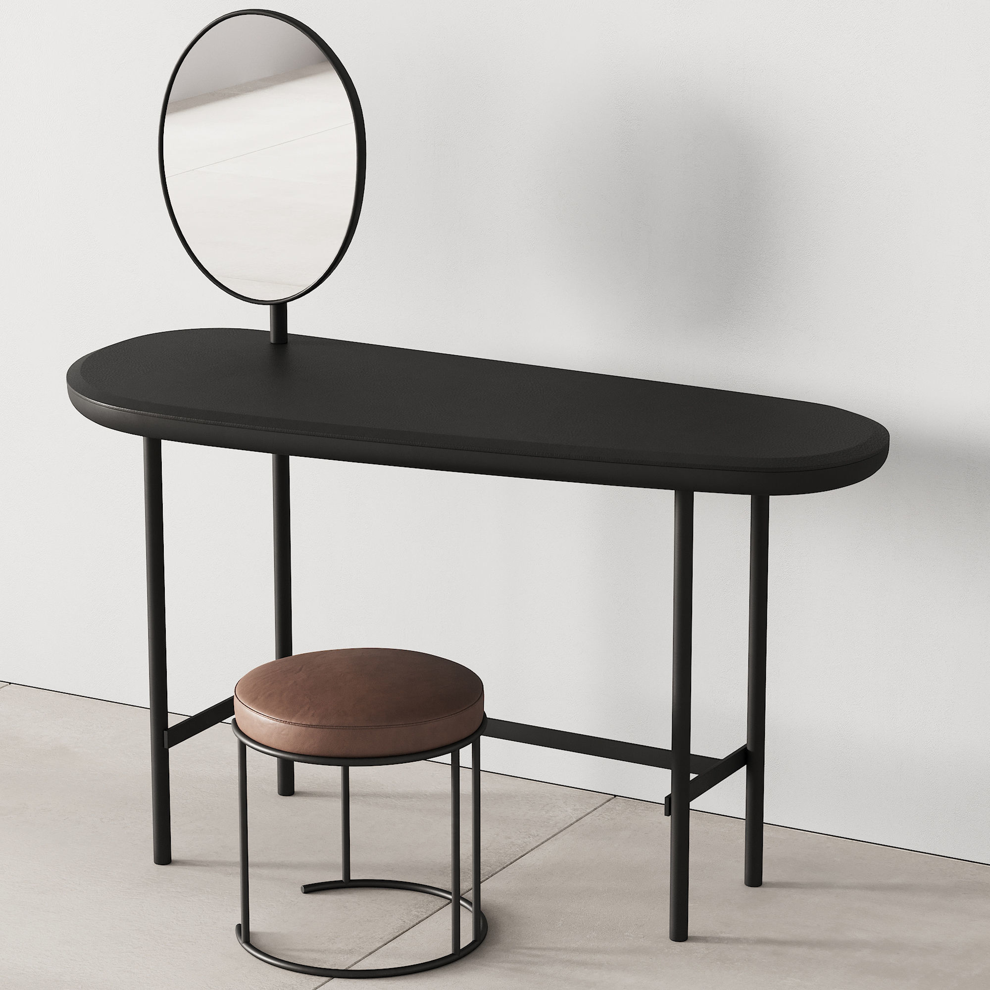 326 Vanity Desk 03 Pebble Desk with Nina pouf by Living Divani 3D model ...