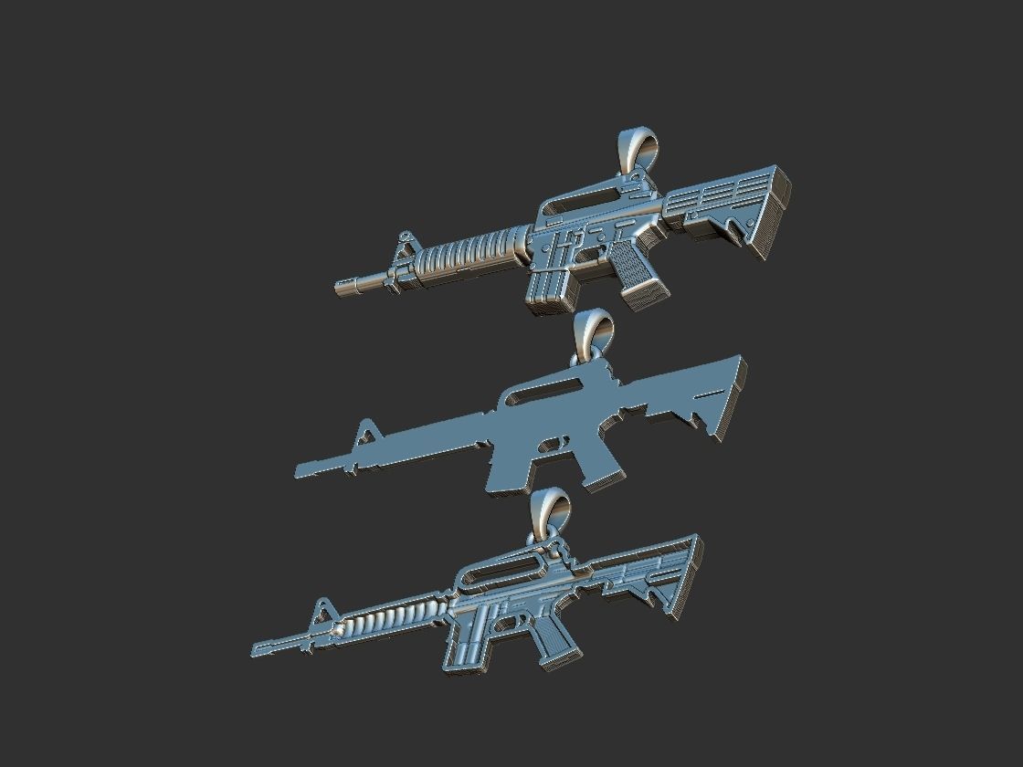 Machine Gun - AR 15 - Metralhadora Pendant 3D model 3D printable | CGTrader