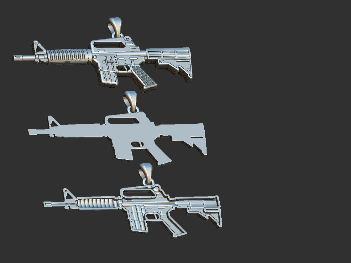 Machine Gun - AR 15 - Metralhadora Pendant 3D model 3D printable | CGTrader